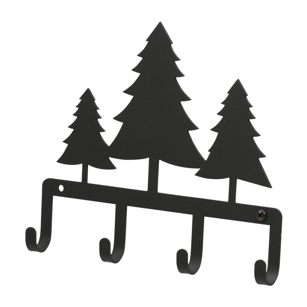 Wrought Iron Pine Trees Key Rack | Black Forest Decor