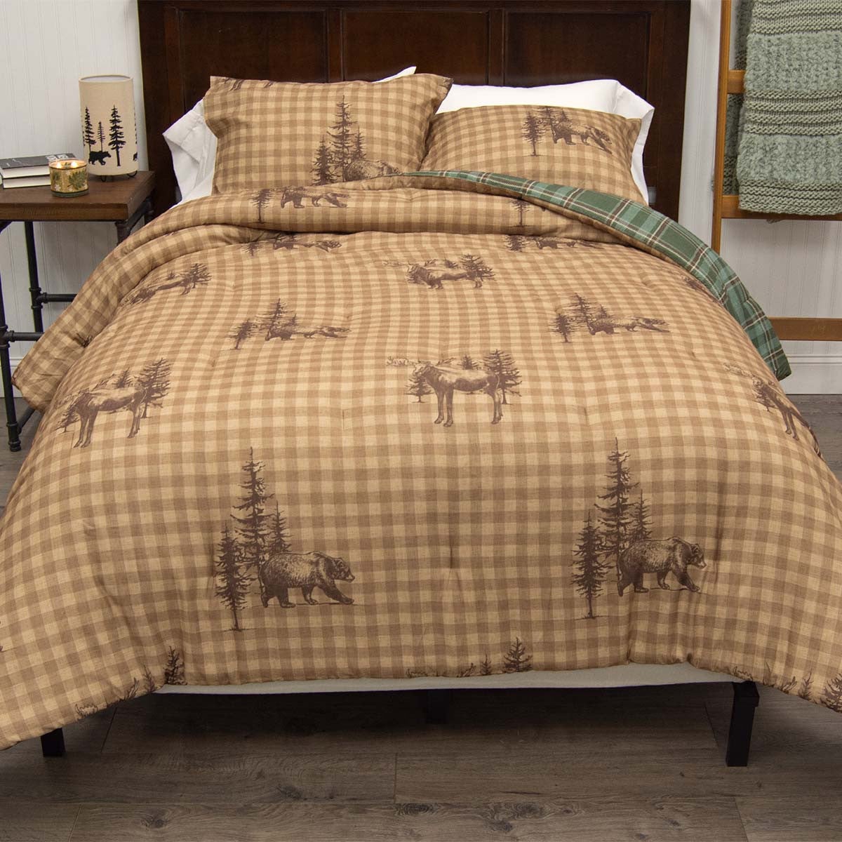 Woodland Sage Bear & Moose Comforter Bed Set - King | Black Forest Decor