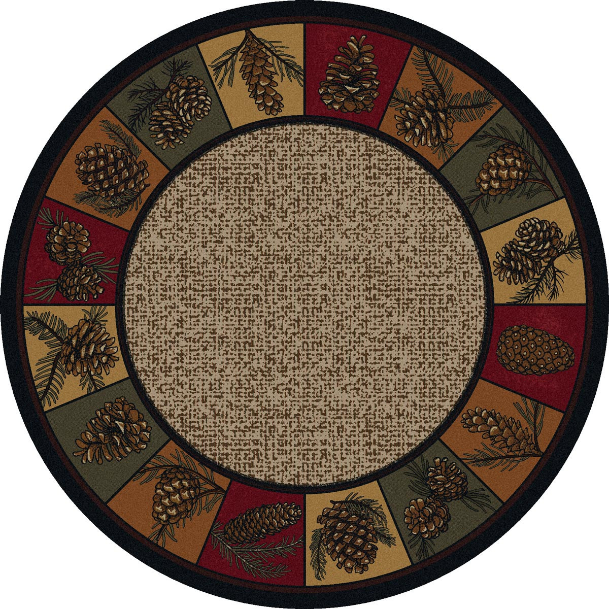 Pinecone Panels Rug - 8 Ft. Round | Black Forest Decor