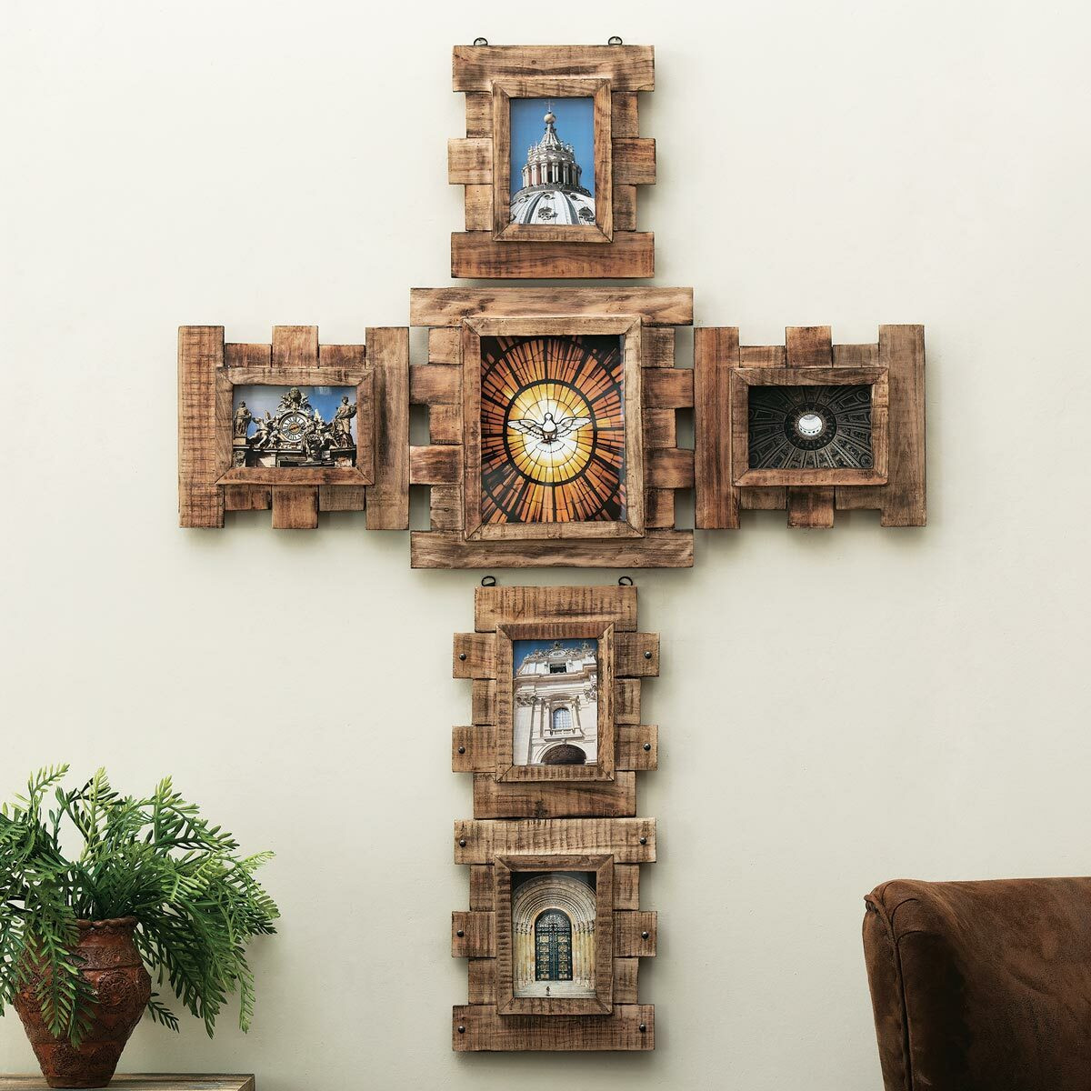 Reclaimed Wood Cross Picture Frame | Black Forest Decor