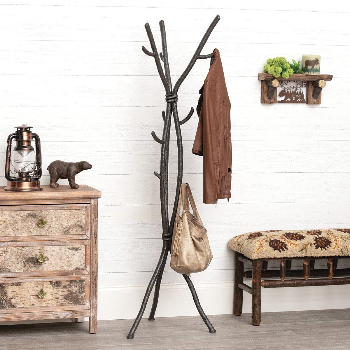 tree trunk coat stand