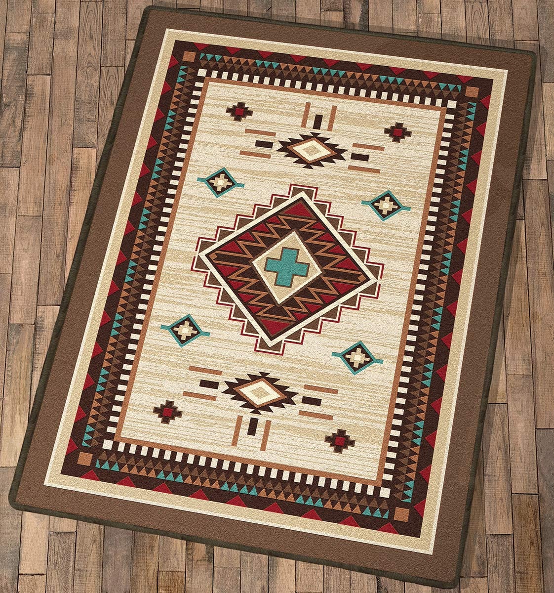 Turquoise Cross Rug - 8 x 11 | Black Forest Decor