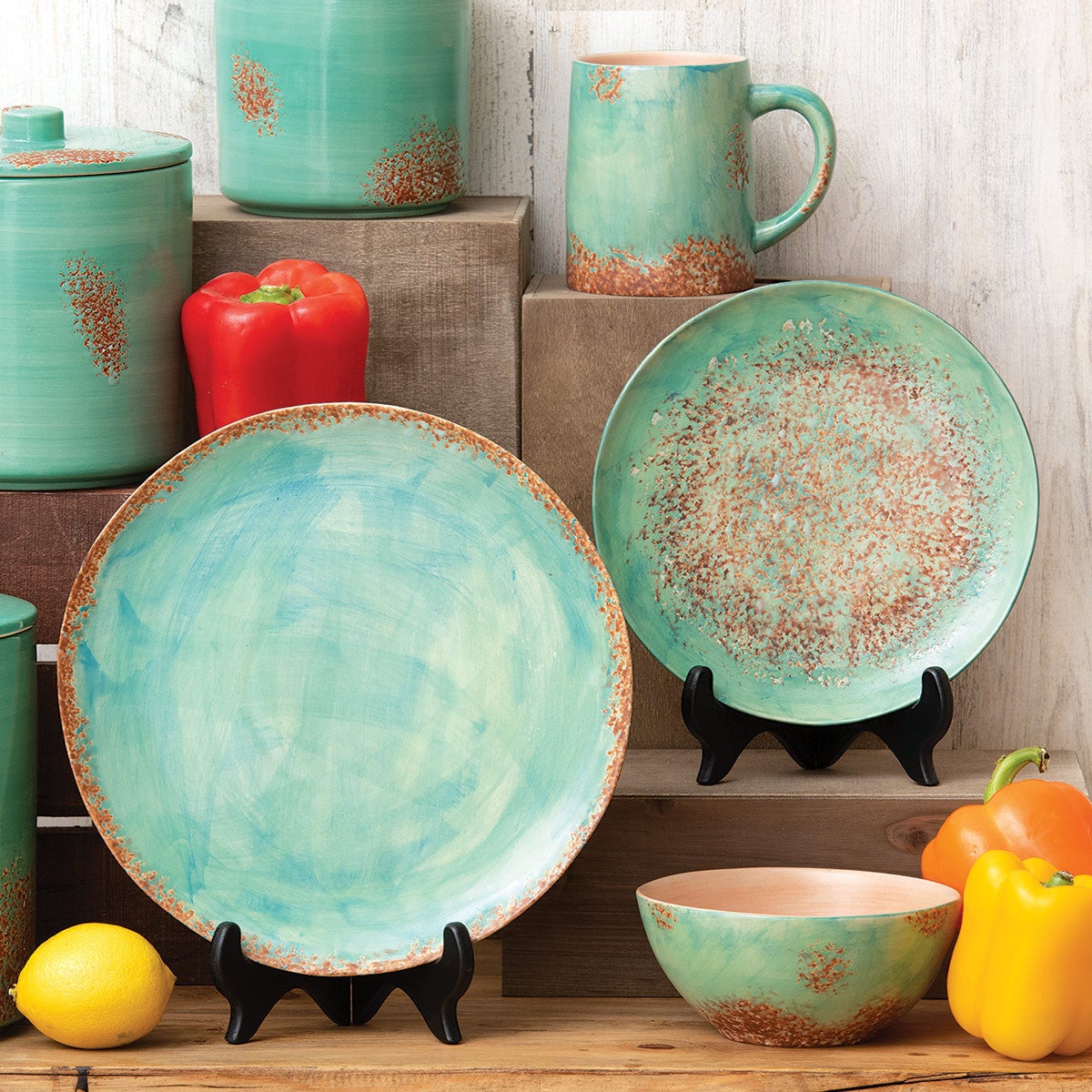 turquoise dinner set