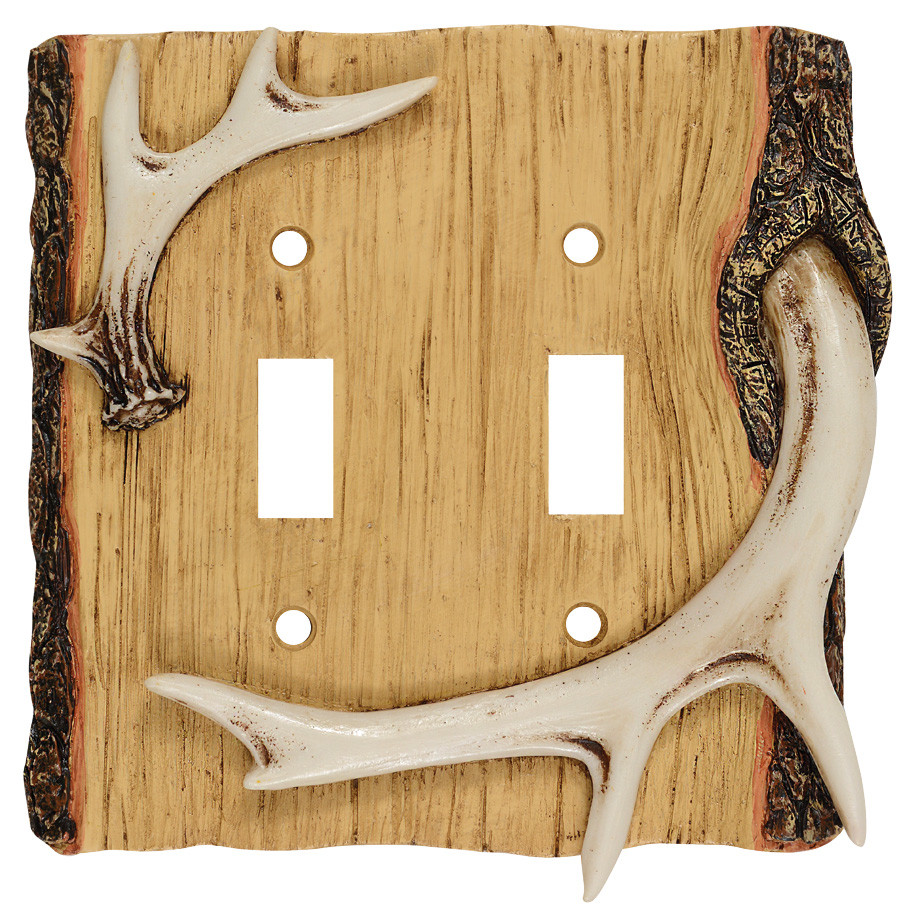 Antler & Wood Double Switch Cover | Black Forest Decor