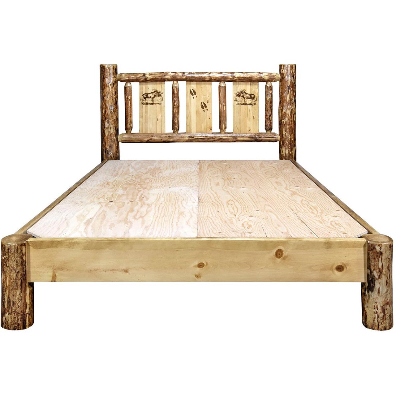 Cascade Platform Bed with Laser Engraved Moose Design - Full | Black ...