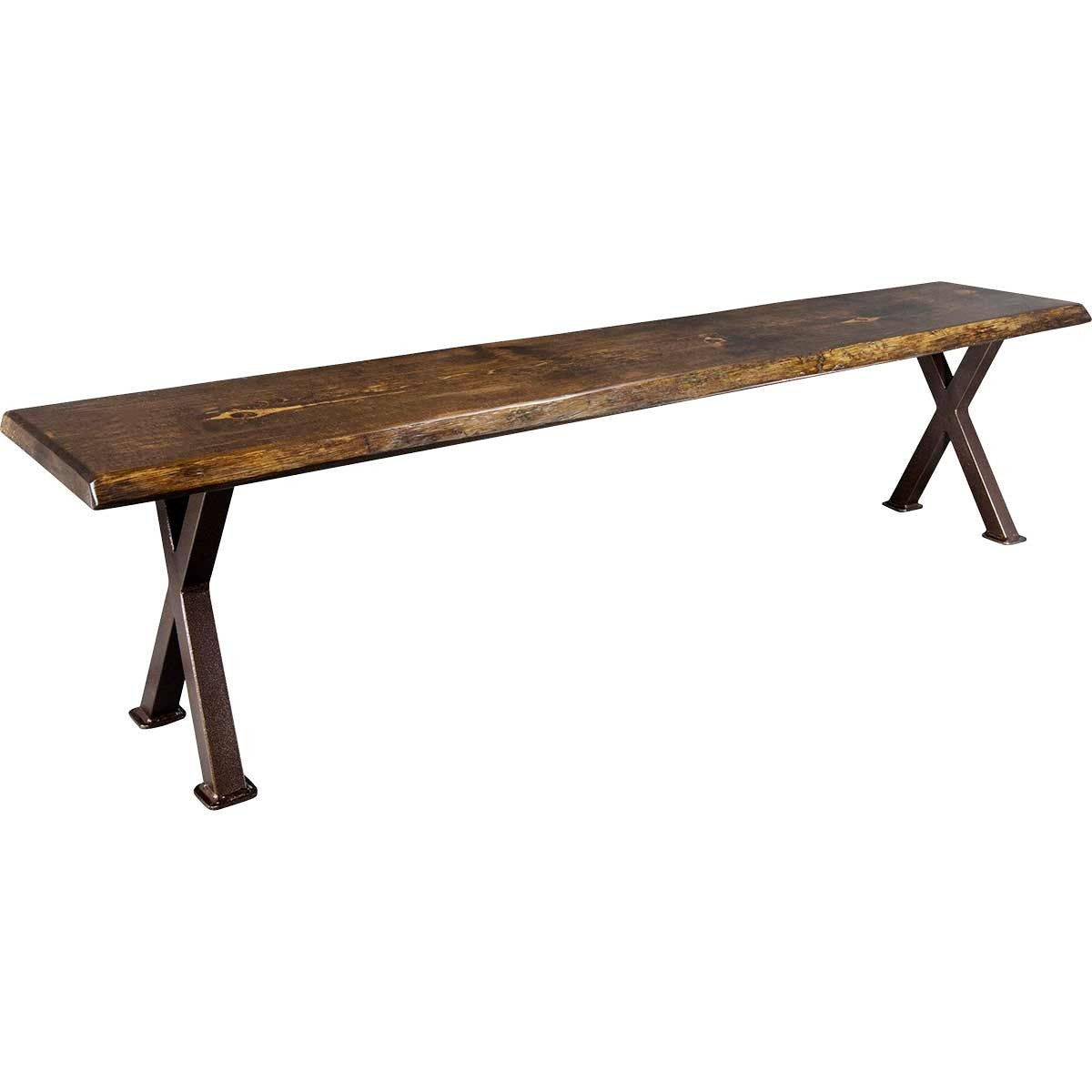 Lima Live Edge 5 Foot Bench with Forged Iron Legs | Black Forest Decor