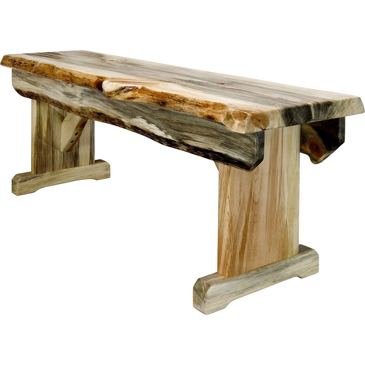Lima Live Edge 5 Foot Bench - Clear Lacquer | Black Forest Decor