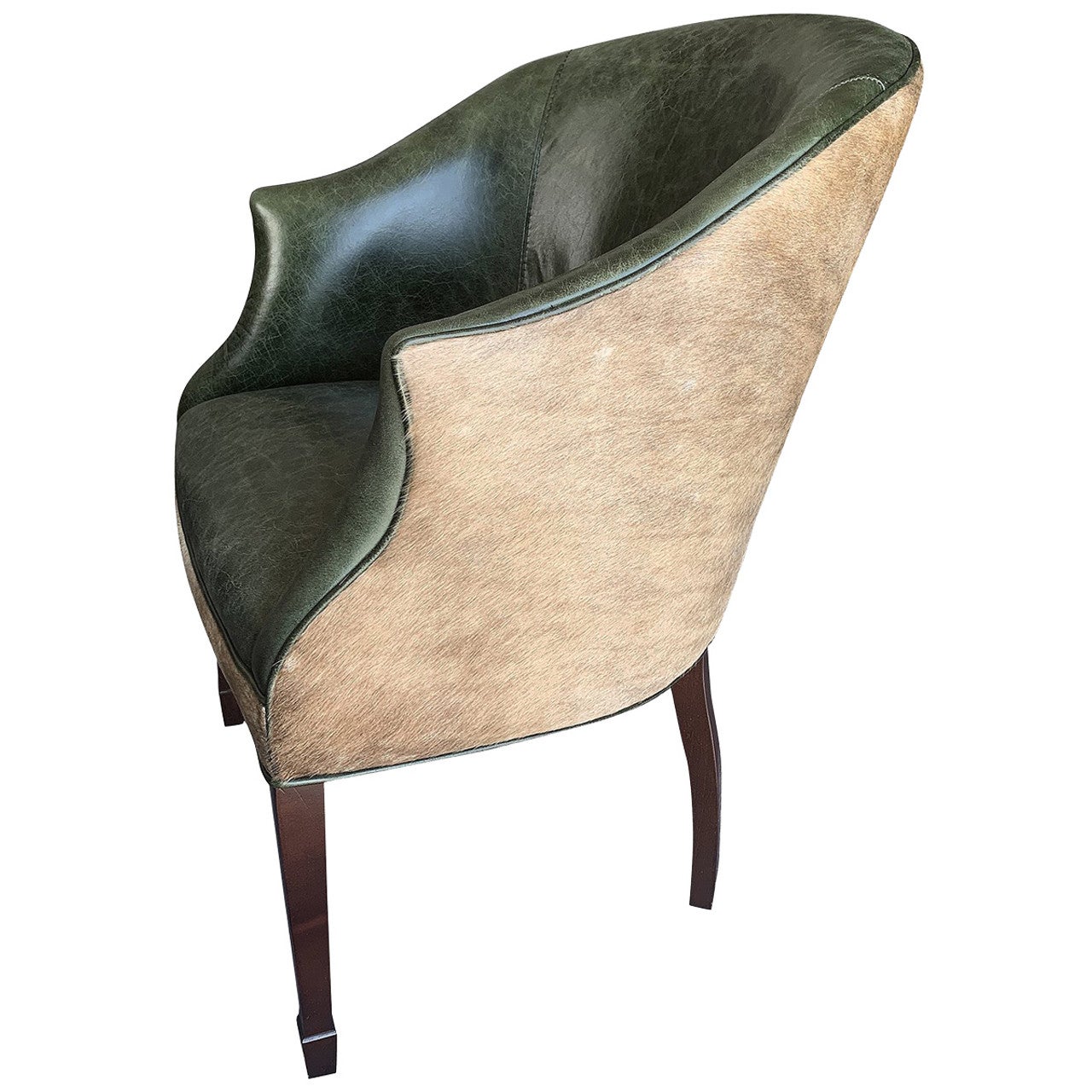 Modern Jade Leather & Cowhide Lounge Chair | Black Forest Decor