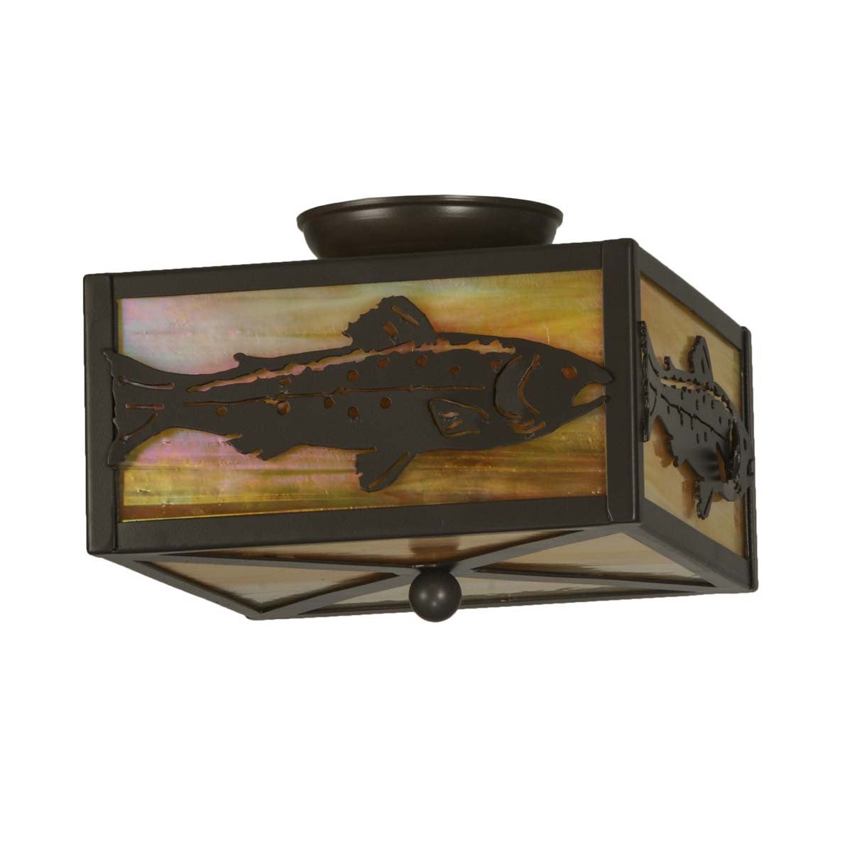 Primitive Trout Flush Mount Ceiling Light | Black Forest Decor