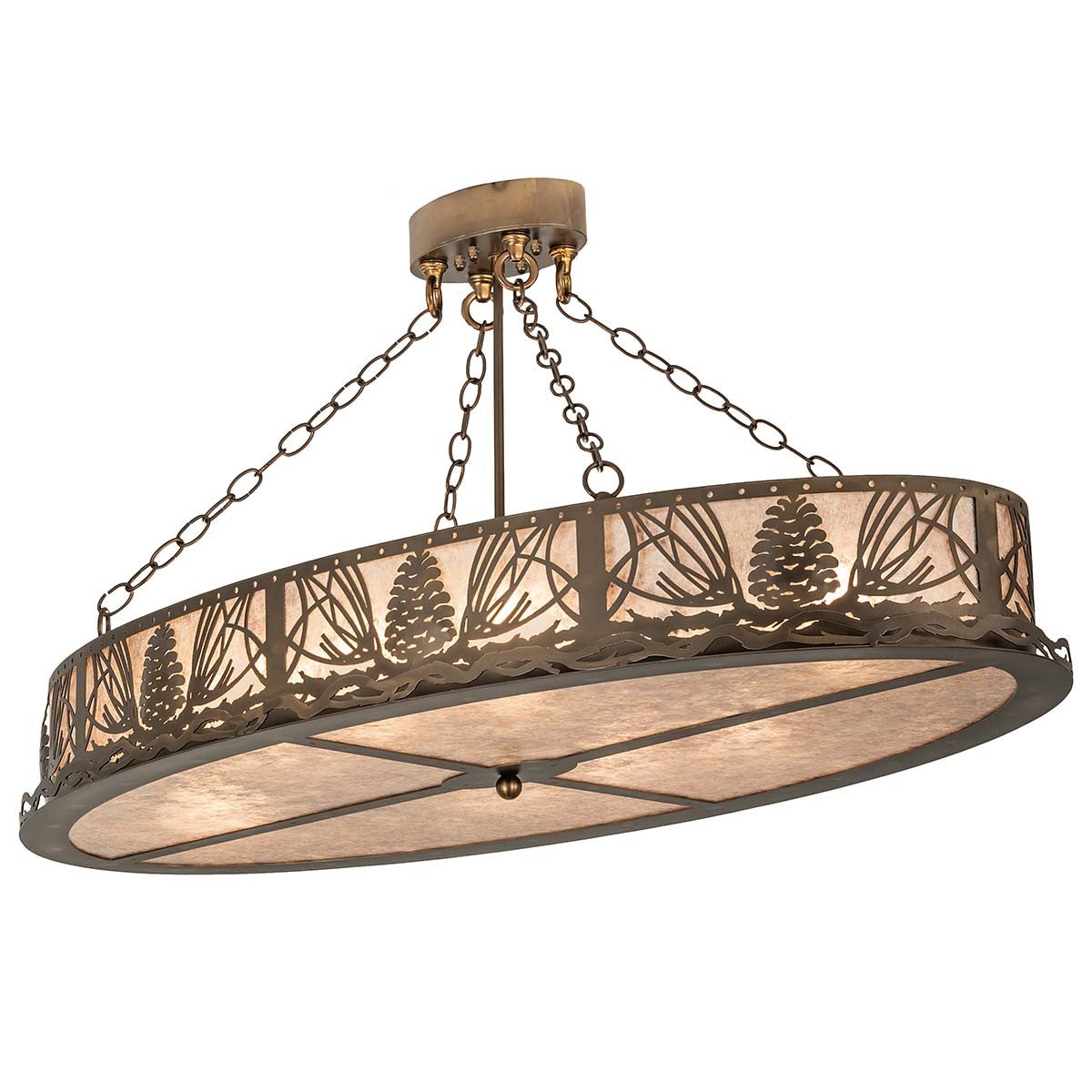 Primitive Pine Oblong Semi Flush Mount Ceiling Light | Black Forest Decor