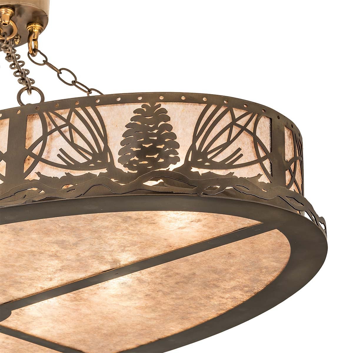 Primitive Pine Oblong Semi Flush Mount Ceiling Light | Black Forest Decor