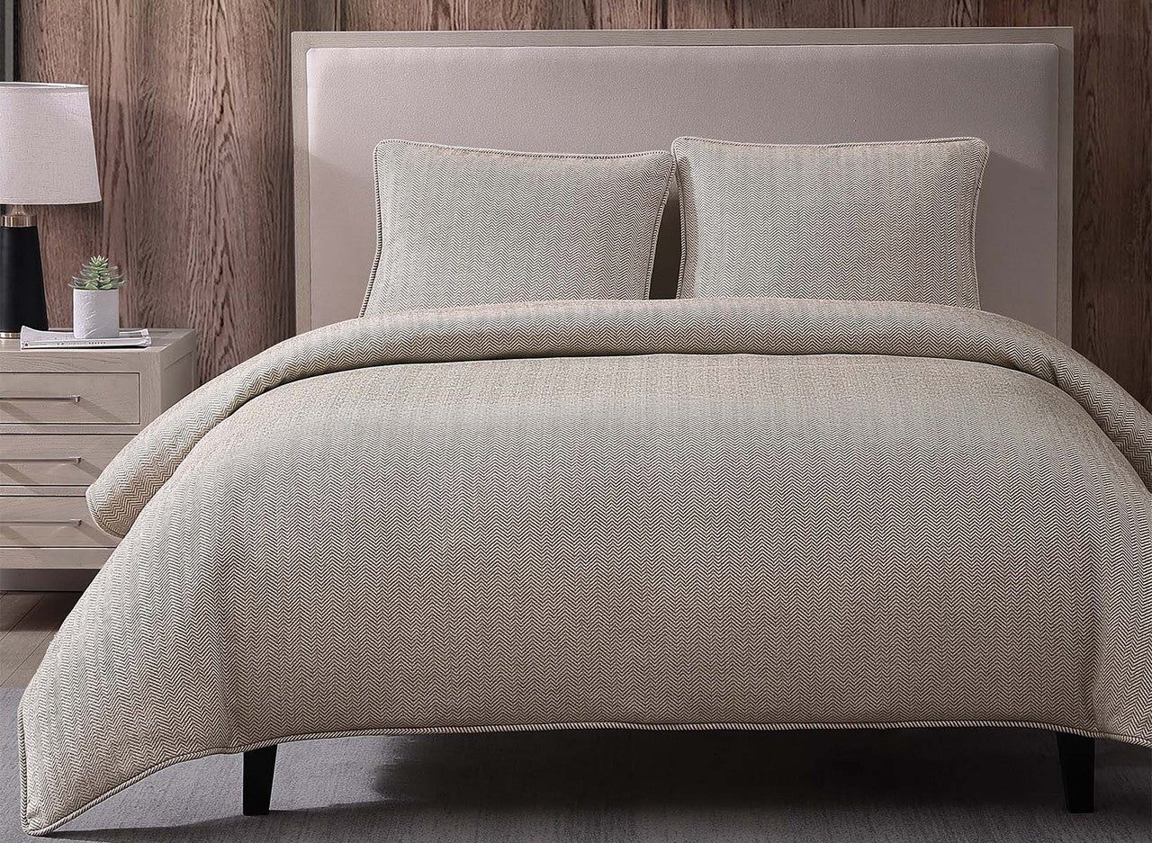 Herringbone Sand Comforter Set - Queen | Black Forest Decor