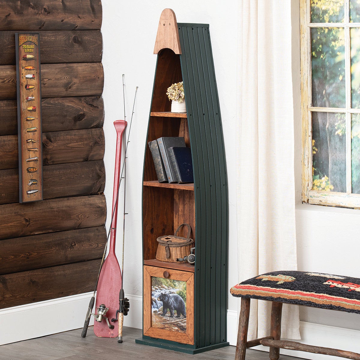 Brookside Bear Canoe Shelf | Black Forest Decor