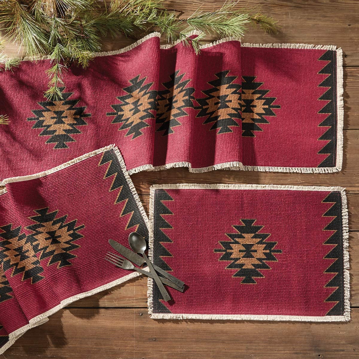 Red Sunrise Southwest Table Runner - 54 Inch | Black Forest Decor