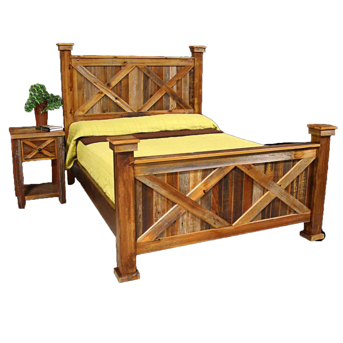 rustic double bed