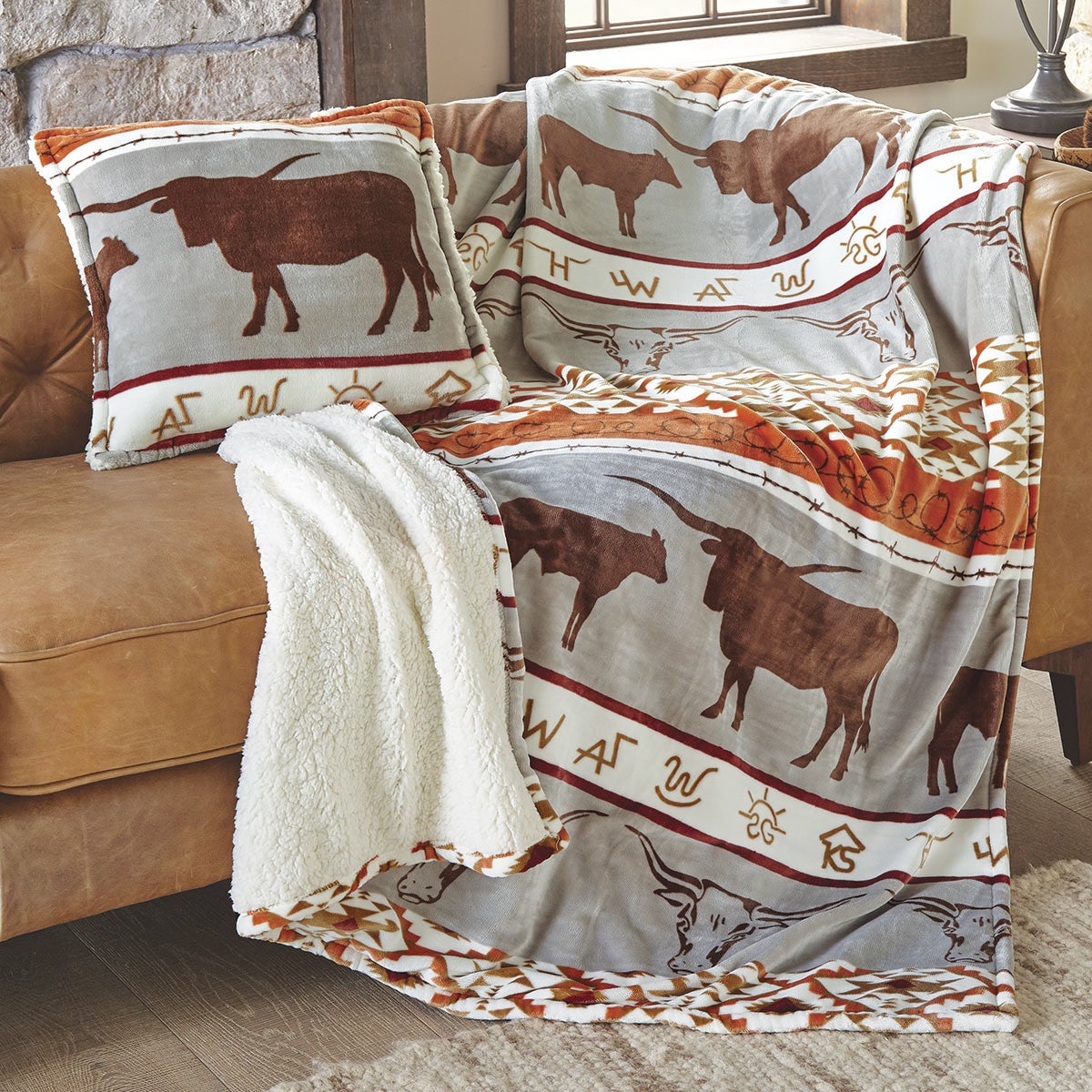 Longhorn Ranch Plush Pillow | Black Forest Decor