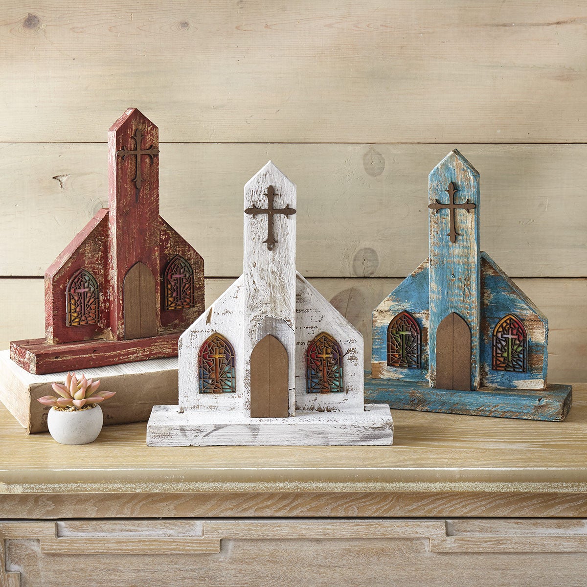 Southwestern Chapel Table Top Church - Red | Black Forest Decor