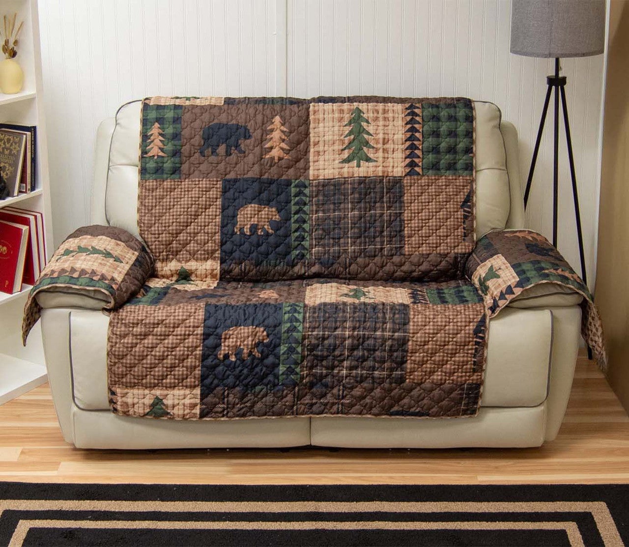 Black Bear & Pines Loveseat Cover | Black Forest Decor