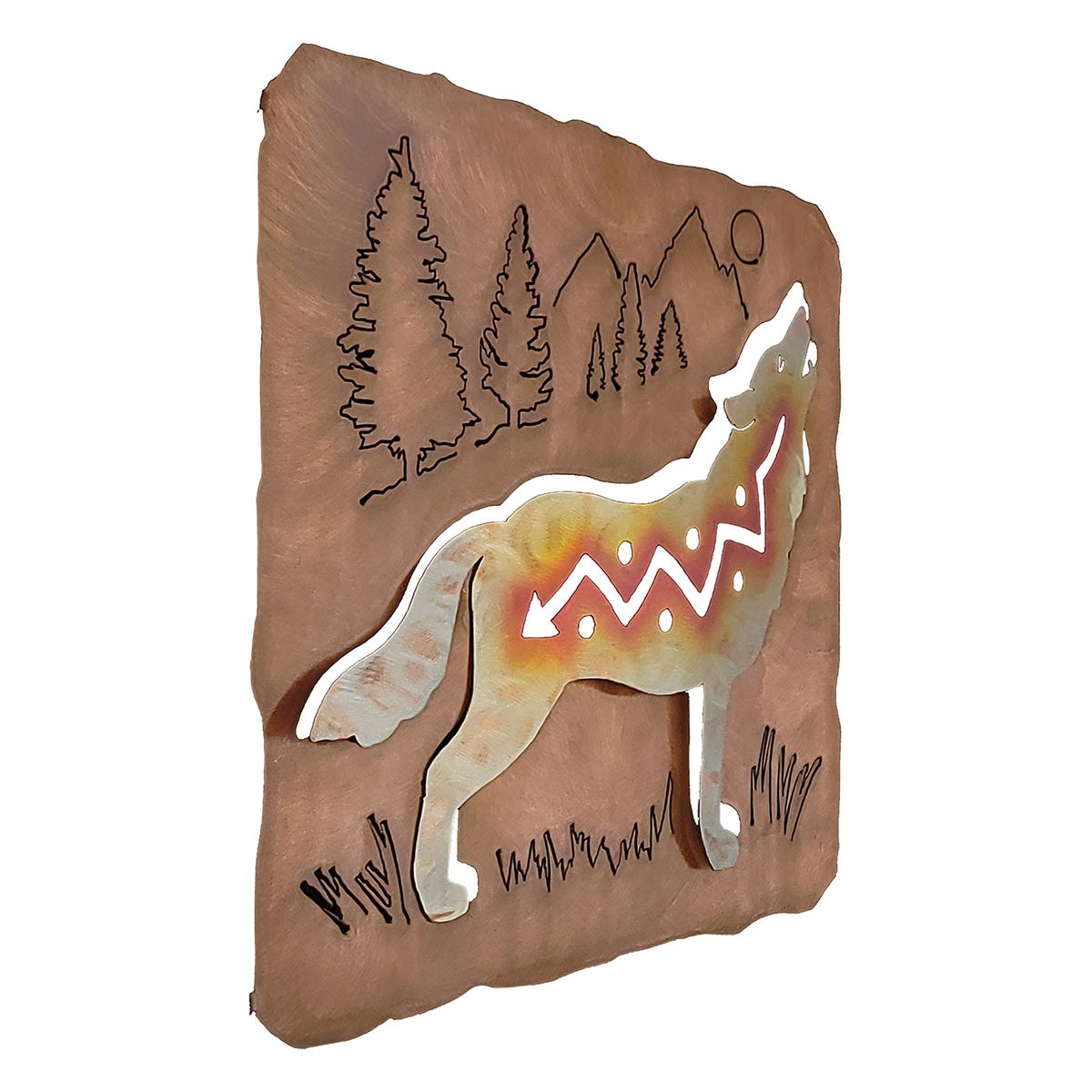 Hillside Wolf Square Cutout Wall Art | Black Forest Decor