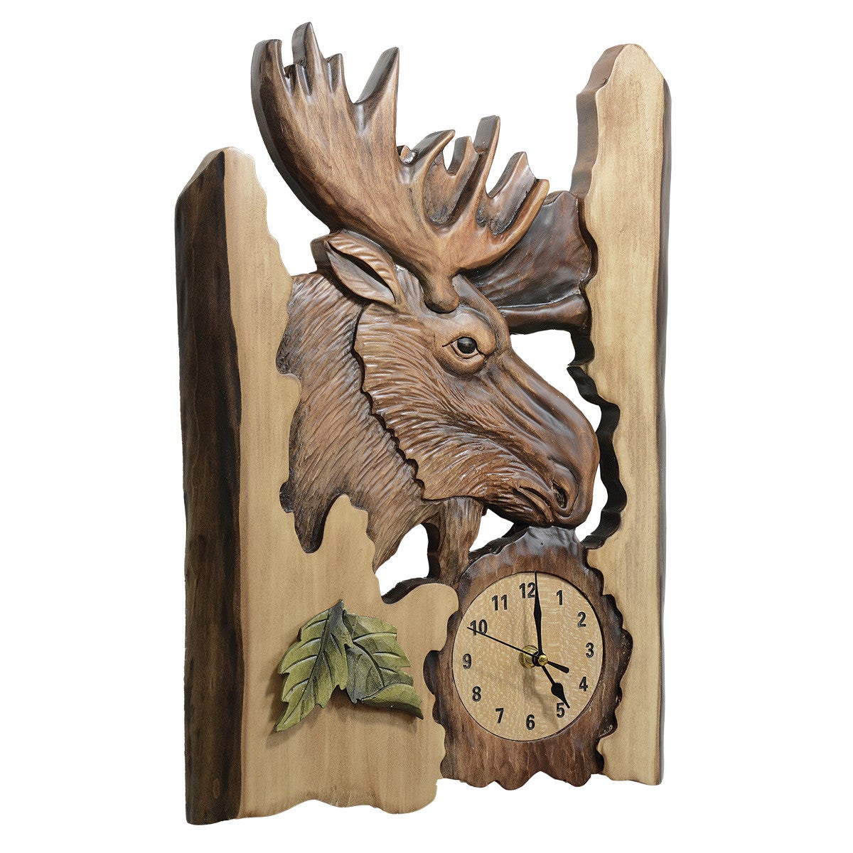 Majestic Moose Carved Wood Wall Clock | Black Forest Decor