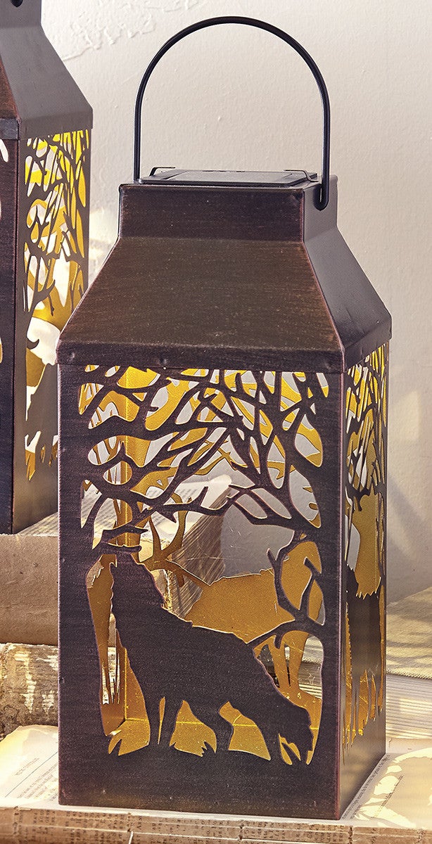 Wolf Forest Solar Lantern | Black Forest Decor