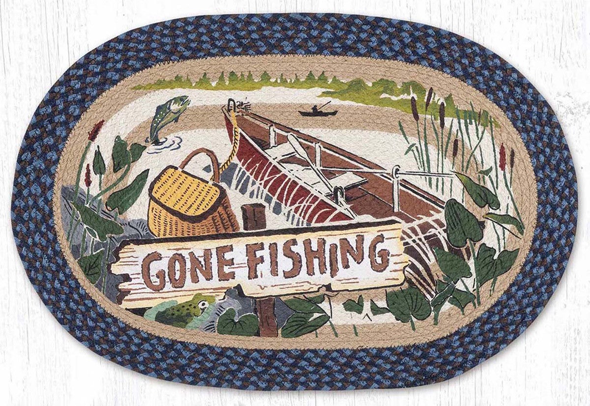 Fishing Adventure Oval Patch Rug | Black Forest Decor