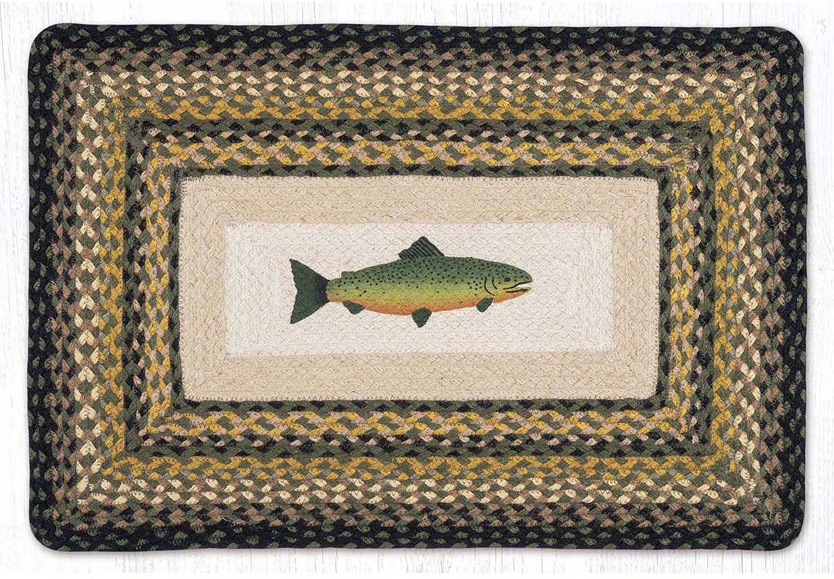 Rainbow Trout Braided Jute Rug | Black Forest Decor
