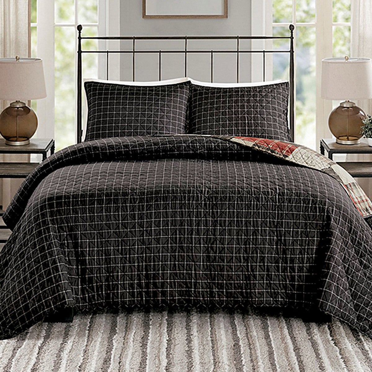 Dakota Plaid Quilt Bed Set - Full/Queen | Black Forest Decor