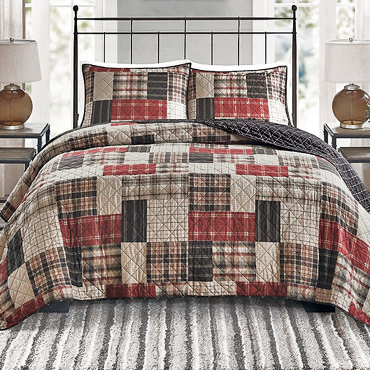 Dakota Plaid Quilt Bed Set - Full/Queen | Black Forest Decor