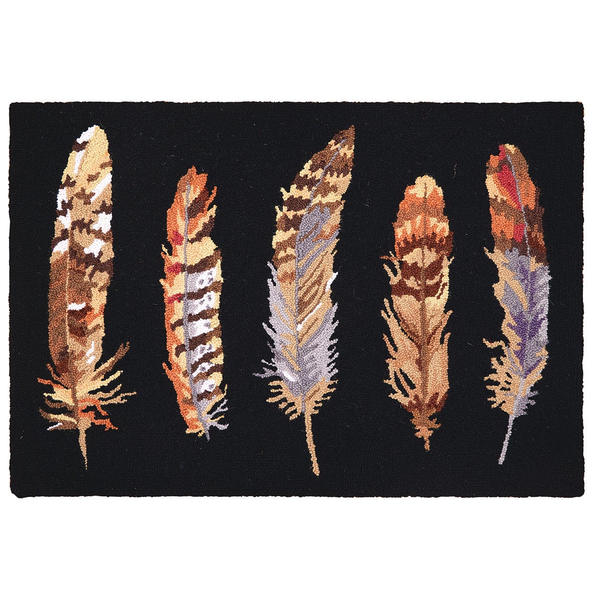 Twilight Feathers Hooked Wool Rug | Black Forest Decor