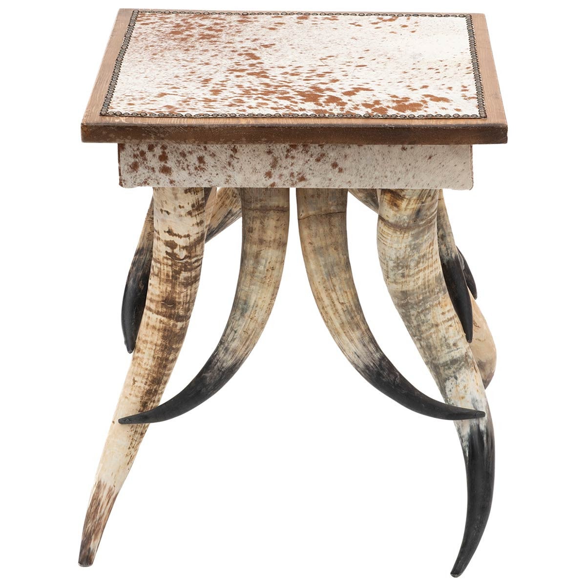 Laredo Cowhide & Horn End Table | Black Forest Decor