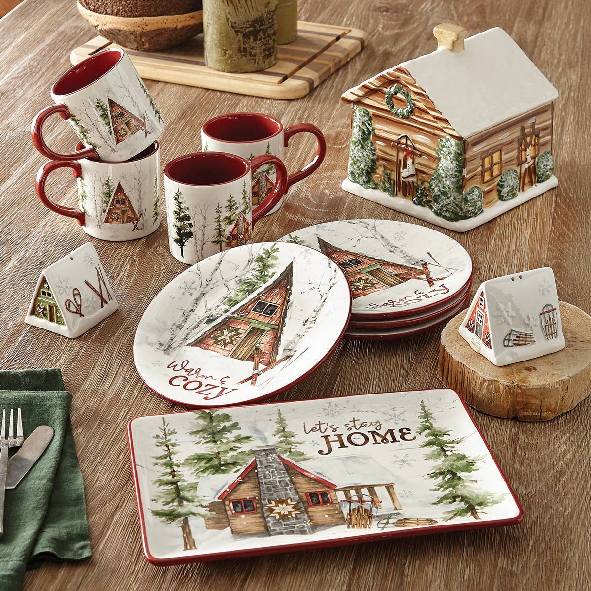 Winter Cabin Salad Plates - Set of 4 | Black Forest Decor