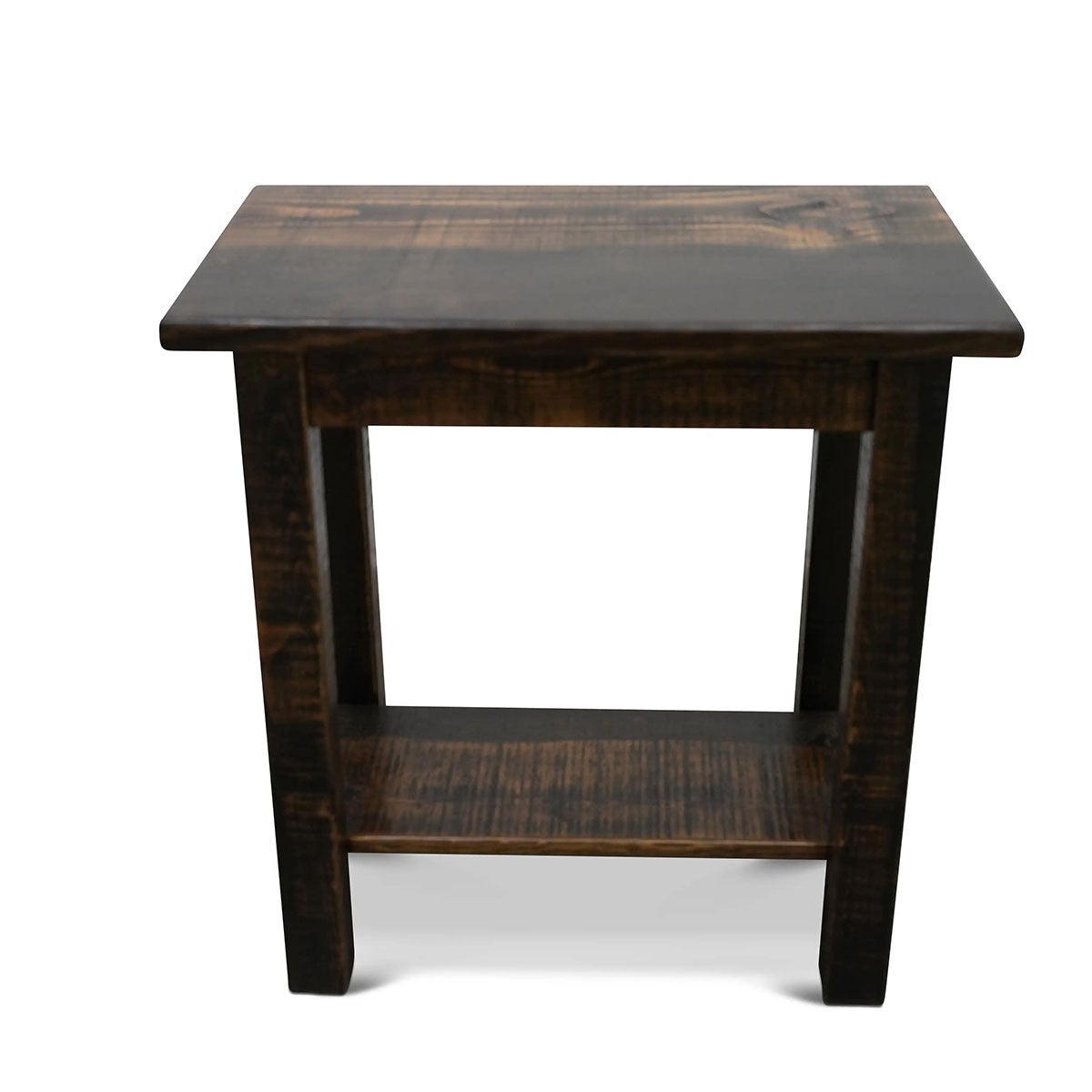 Denton Rough Sawn Live Edge End Table with Shelf | Black Forest Decor