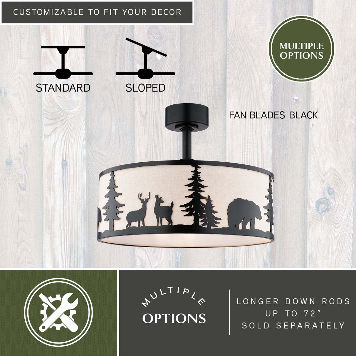 Wildlife Scene Silhouette Pendant Light | Black Forest Decor