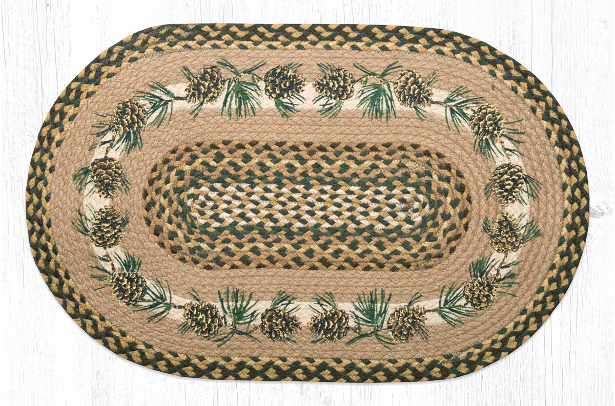 Pinecone & Needles Braided Rug - 2 x 3 | Black Forest Decor