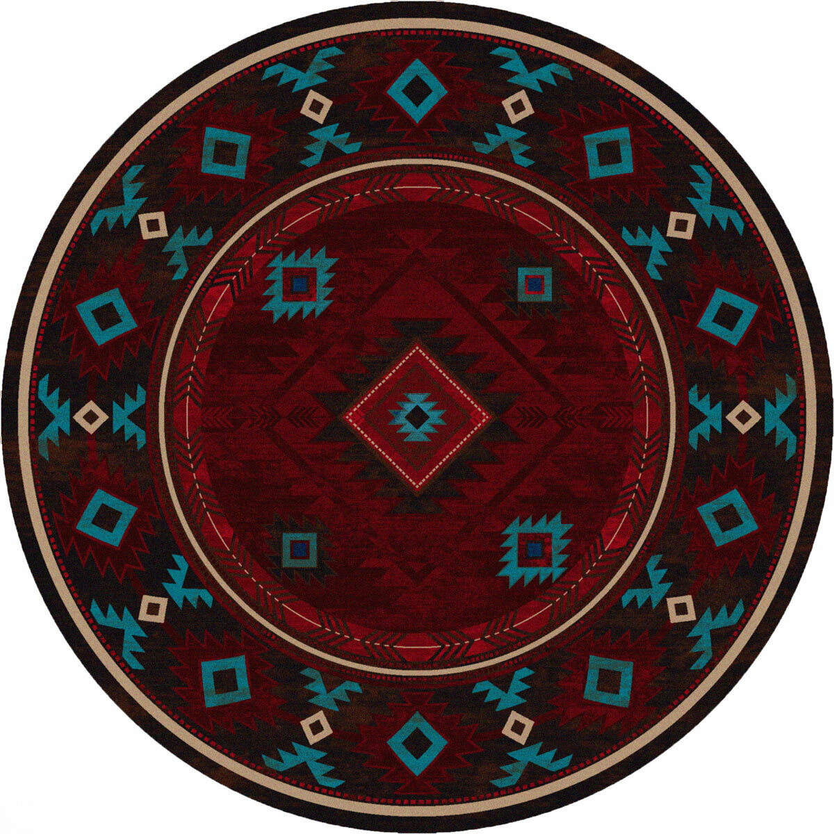 Whiskey River Red Rug - 8 Ft. Round | Black Forest Decor