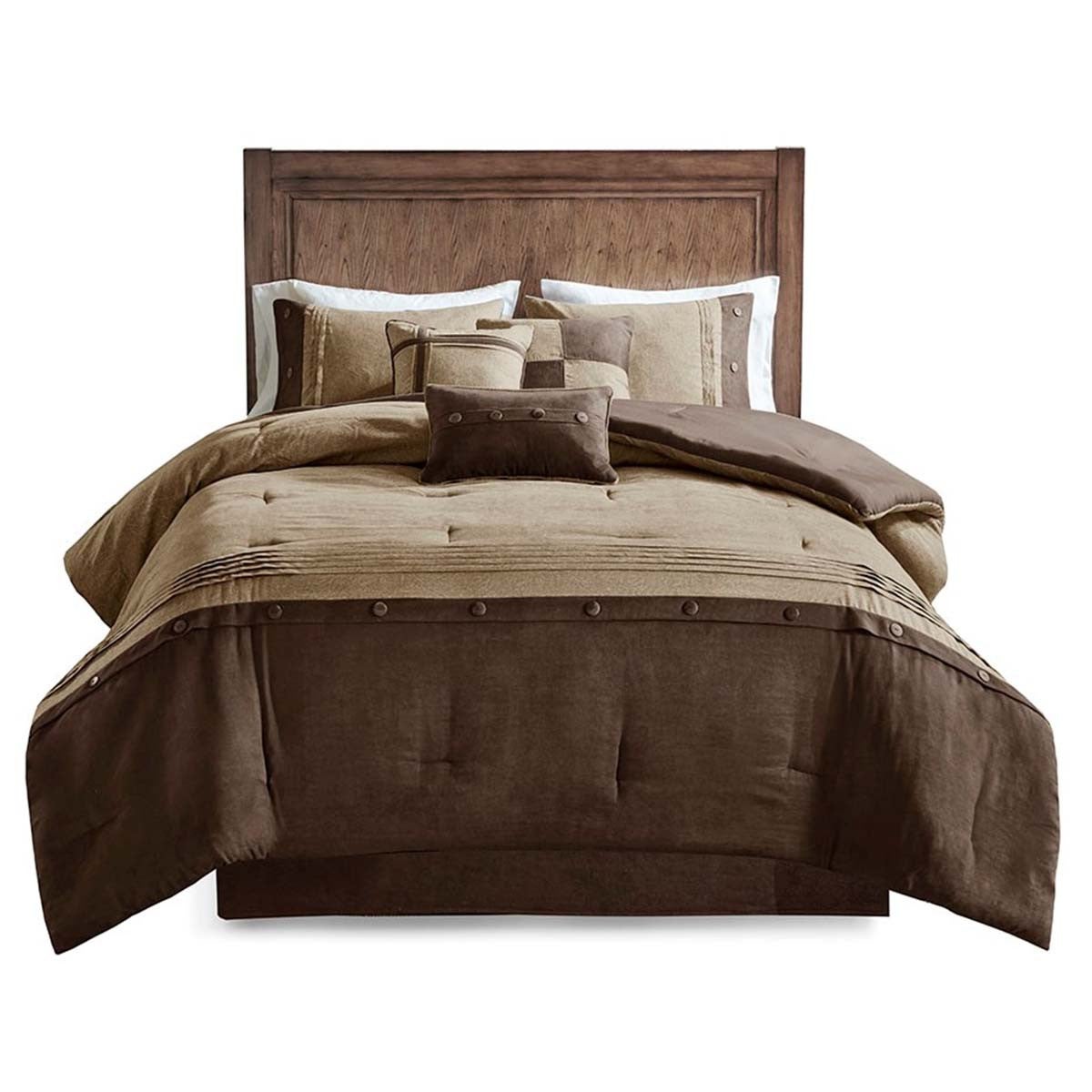 Brown Bear Suede 7 Piece Comforter Set - Cal King | Black Forest Decor