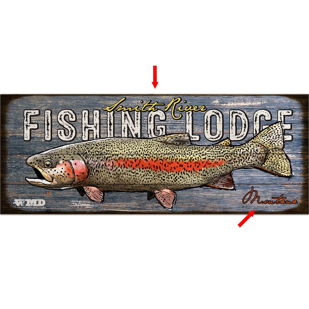 Colorful Rainbow Trout Personalized Sign | Black Forest Decor