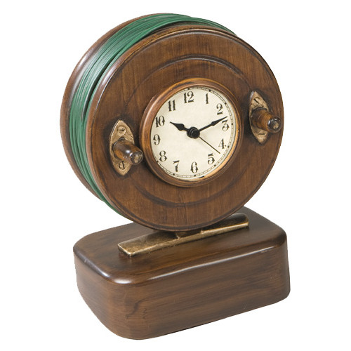 Vintage Wooden Look Fly Reel Clock | Black Forest Decor