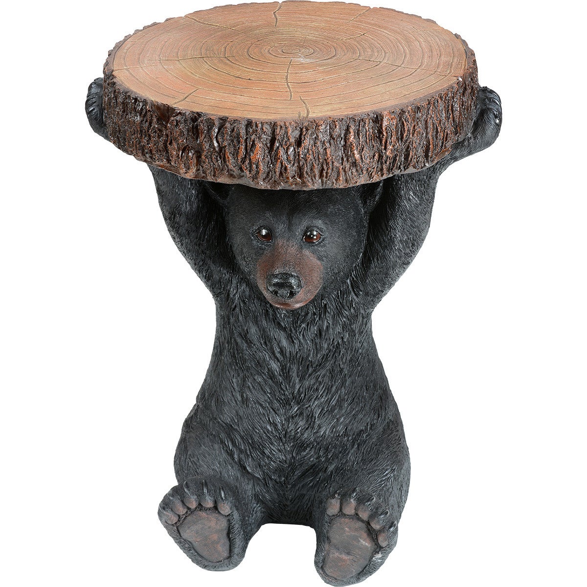 Black Bear Slice Sculpture Accent Table | Black Forest Decor