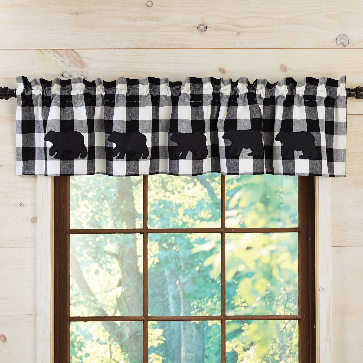 Black Buffalo Check Bear Valance | Black Forest Decor