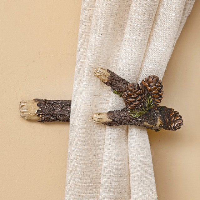 Pinecone Cluster Curtain Tiebacks - Set of 2 | Black Forest Decor