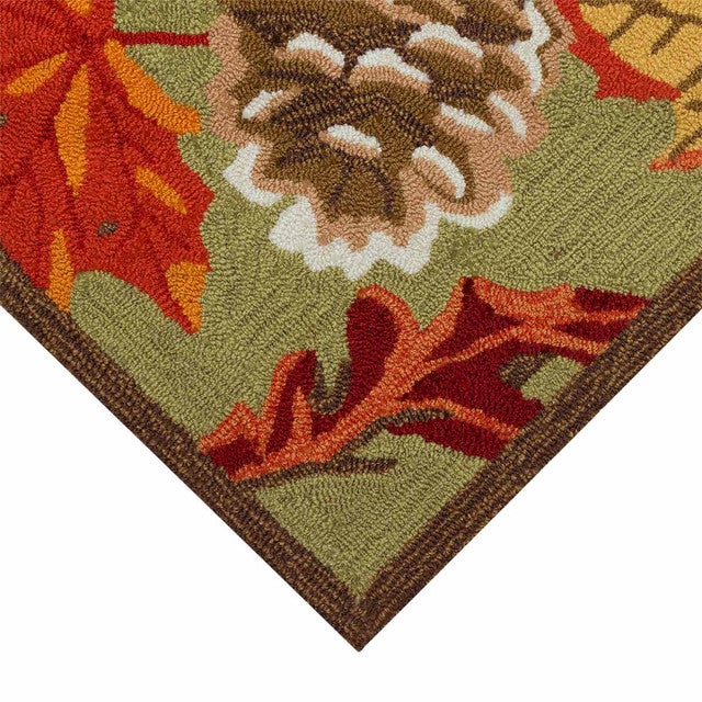 Fall Leaves Moss Indoor/Outdoor Rug - 5 x 8 | Black Forest Decor