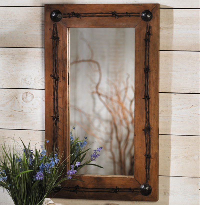 brown frame mirror