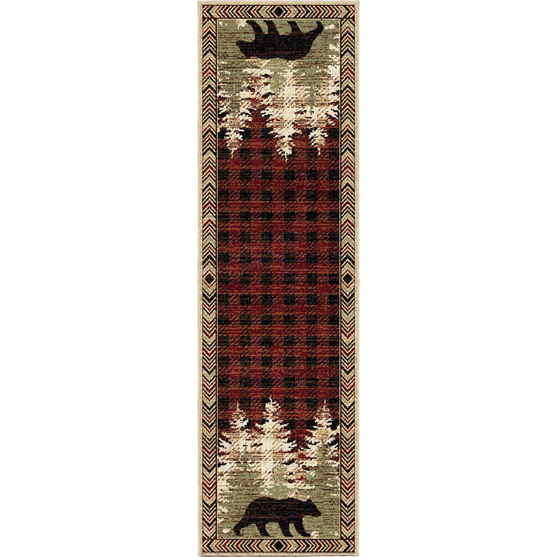 red checkered border rug