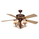Rustic Antler Ceiling Fan with Faux Leather Shades | Black Forest Decor