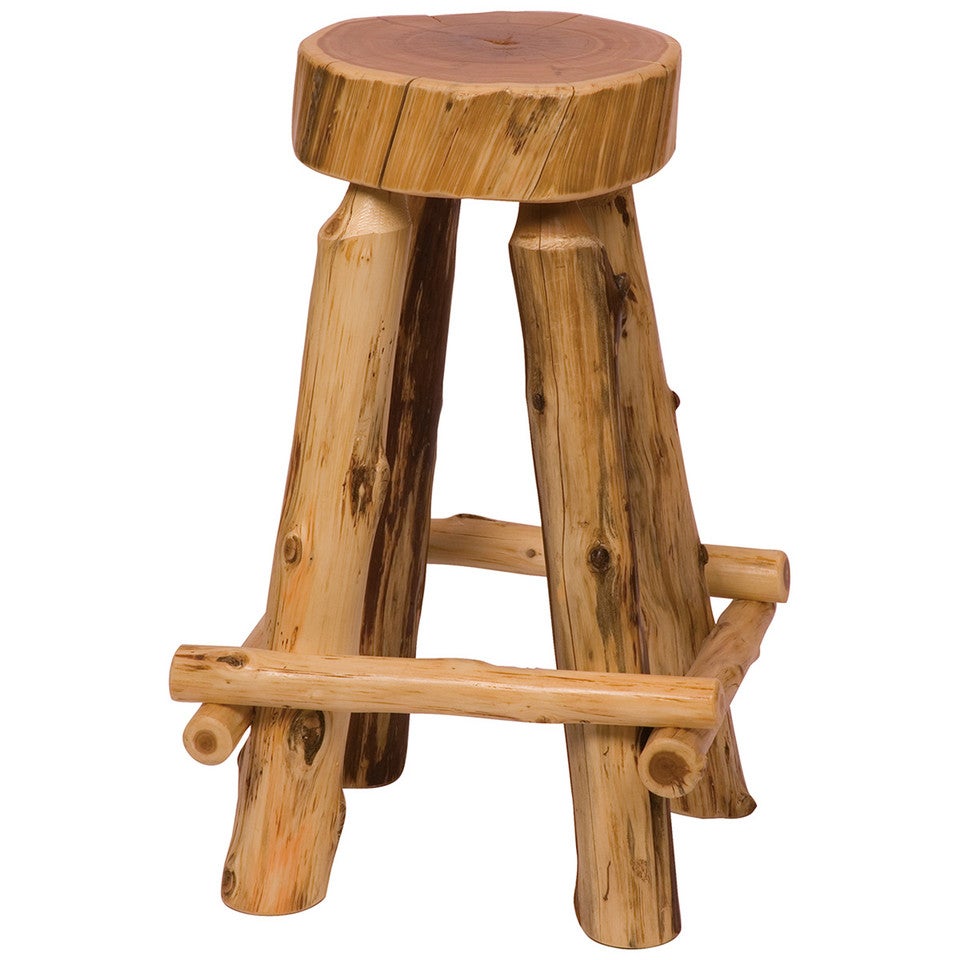 White Cedar Slab Log Counter Stool - 24 Inch | Black Forest Decor