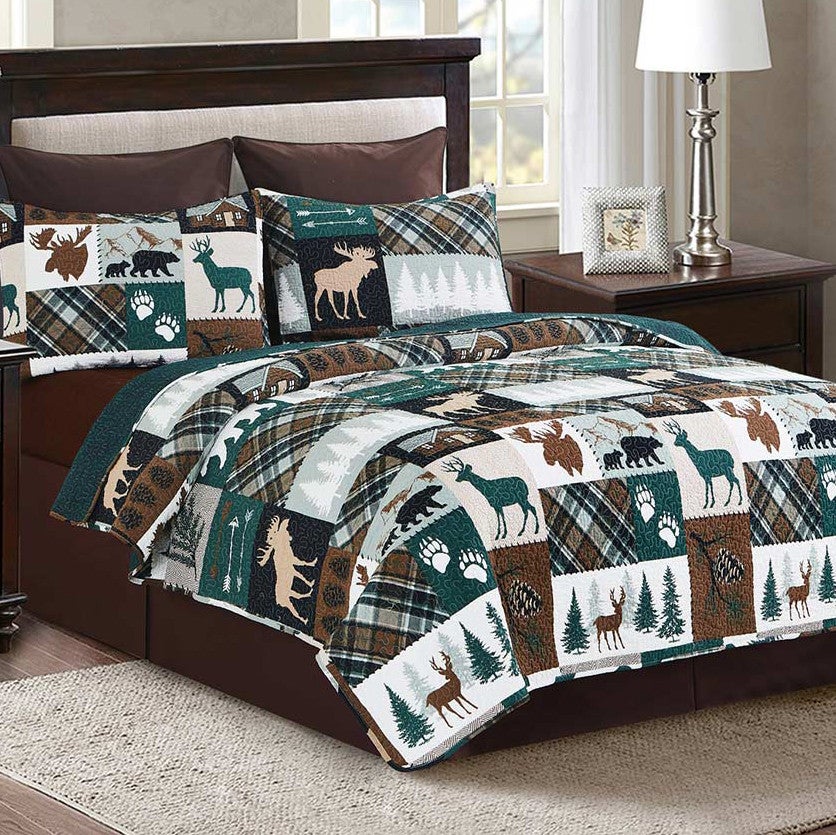 Juneau Plaid Quilt Bed Set - King | Black Forest Decor