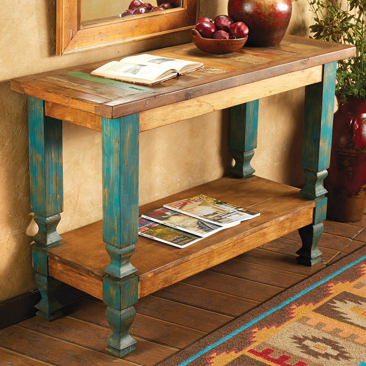 rustic wood sofa table