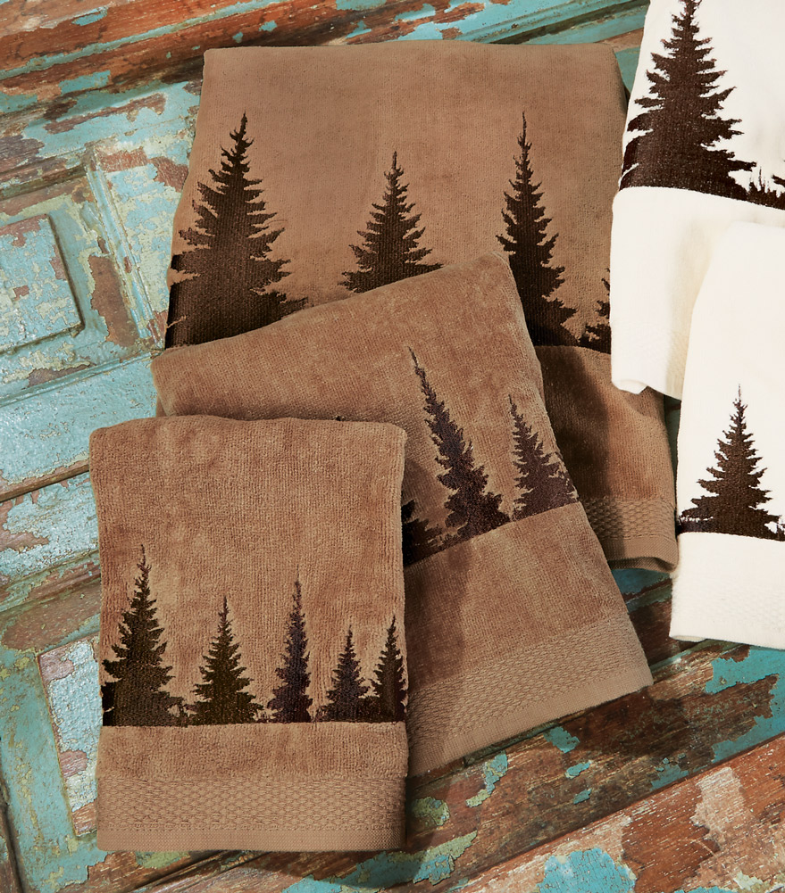 dark brown patterned towels